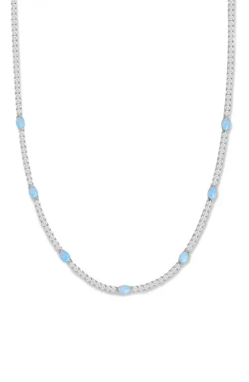 Melinda Maria The Maven Simulated Opal Tennis Necklace - Silver-blue Opal