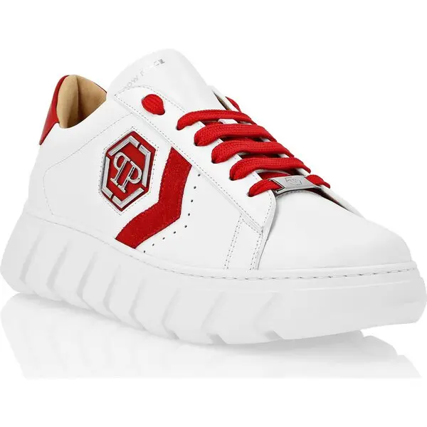 Philipp Plein Nappa Leather Lo-top Sneakers Hexagon - Red