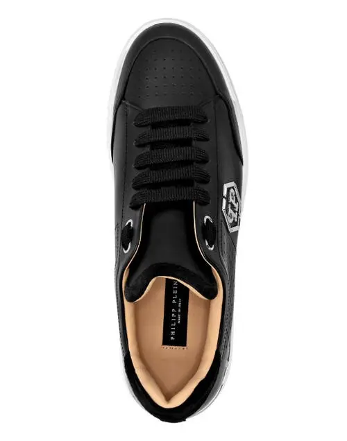 Philipp Plein Mix Leather Lo-top Sneakers Luxe - Black