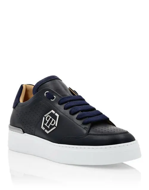 Philipp Plein Mix Leather Lo-top Sneakers - Darkblue