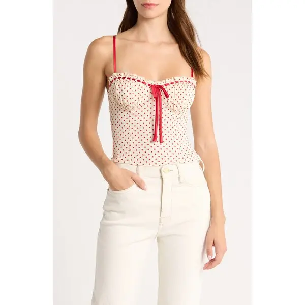 REFORMATION Andrea Polka Dot Strappy Crop Top - Marilyn Dot