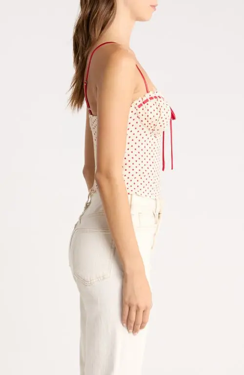 REFORMATION Andrea Polka Dot Strappy Crop Top