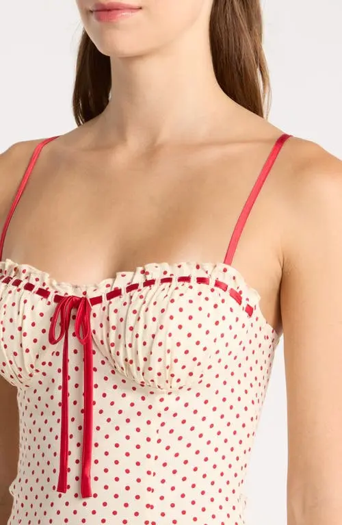 REFORMATION Andrea Polka Dot Strappy Crop Top