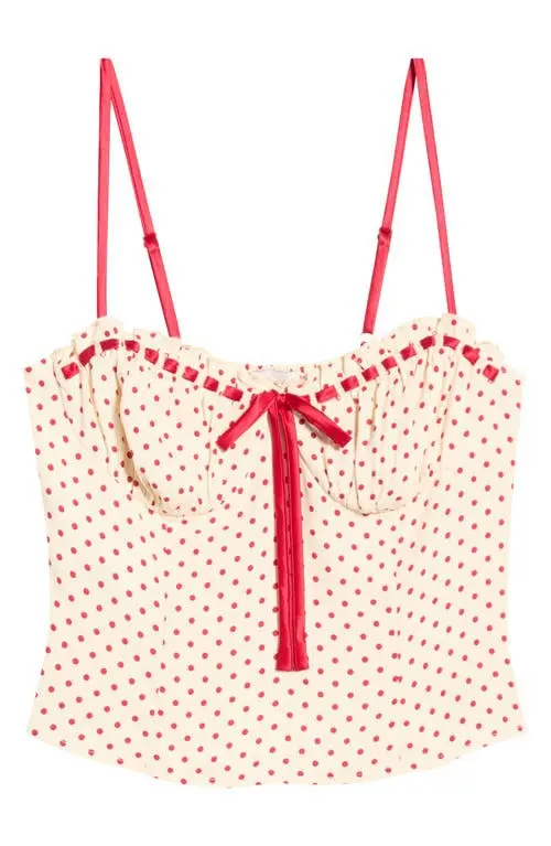 REFORMATION Andrea Polka Dot Strappy Crop Top