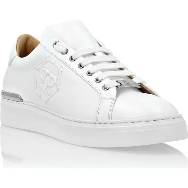 Philipp Plein Nappa Leather Lo-top Sneakers Hexagon - White