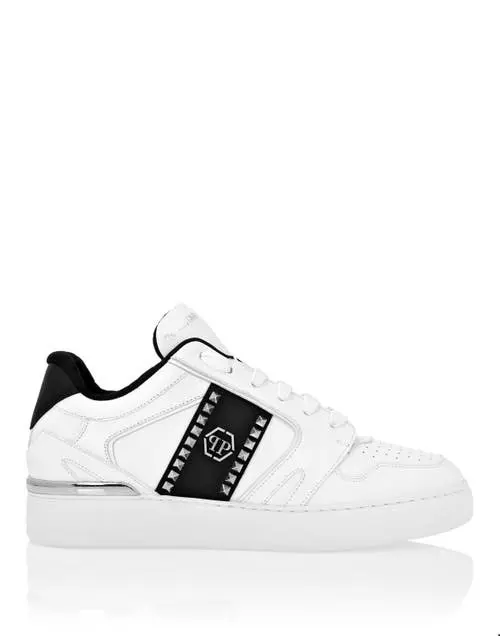Philipp Plein Nappa Leather Lo-top Sneakers Studs - White/black