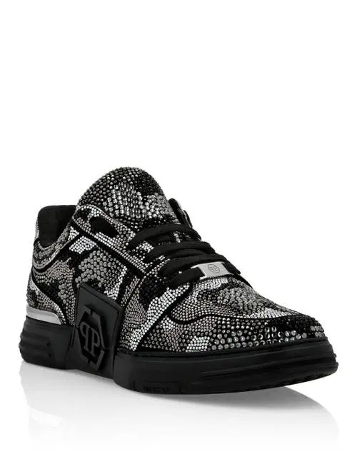 Philipp Plein Crystal Royal Street Suede Lo-top Sneakers Camouflage - Black