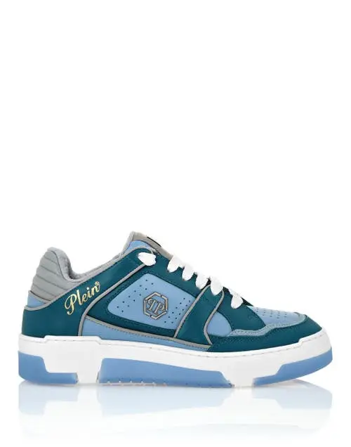 Philipp Plein Mix Leather Lo-top Sneakers Hexagon Logo