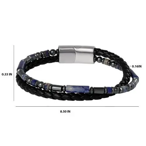 Lucky Brand Braided Sodalite Bead 8.5 Bracelet, Black