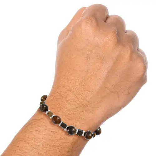 Lucky Brand Tiger Eye & Hematite Beaded Stretch Bracelet