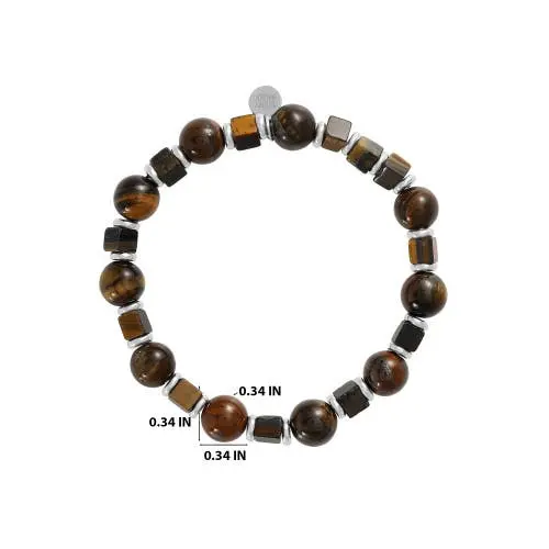 Lucky Brand Tiger Eye & Hematite Beaded Stretch Bracelet