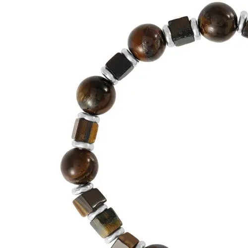 Lucky Brand Tiger Eye & Hematite Beaded Stretch Bracelet