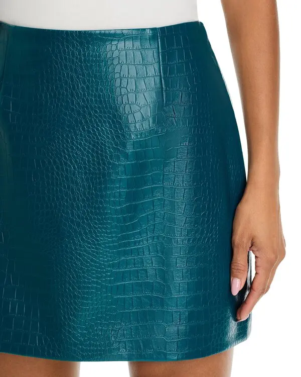French Connection Faux Leather Mini Skirt - Deep Teal