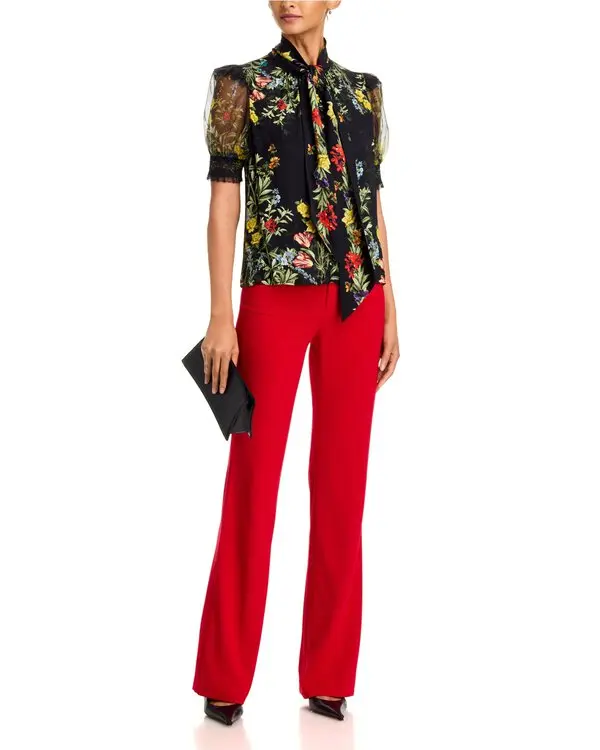 Alice + Olivia Teeny Low Rise Flare Leg Pants - Hibiscus