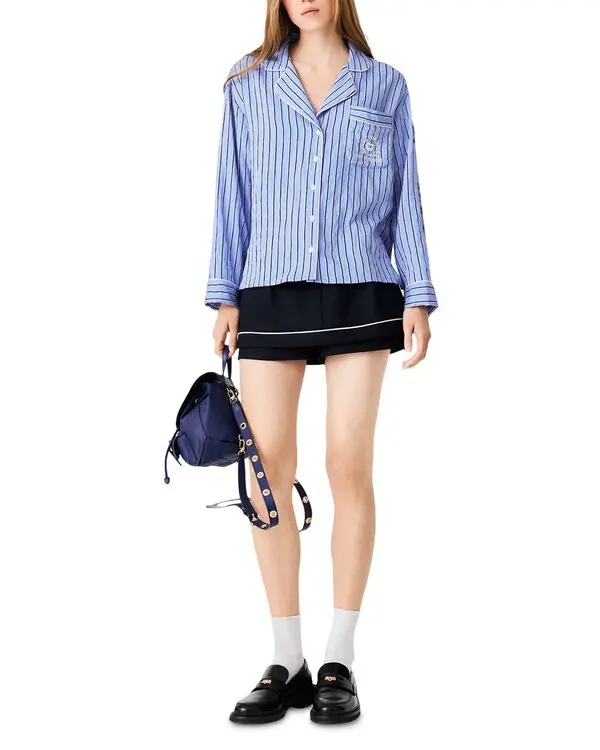 Maje Striped Embroidered Shirt
