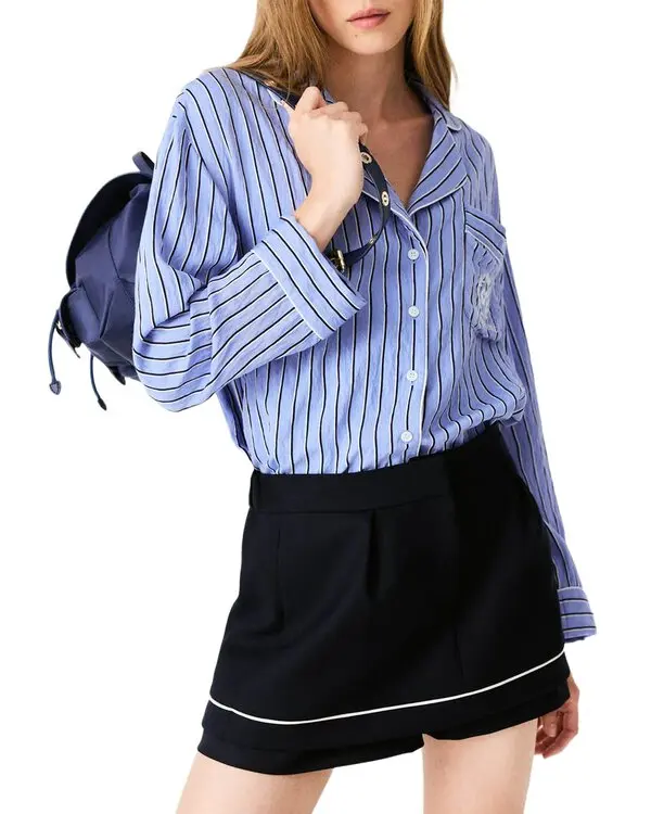 Maje Striped Embroidered Shirt