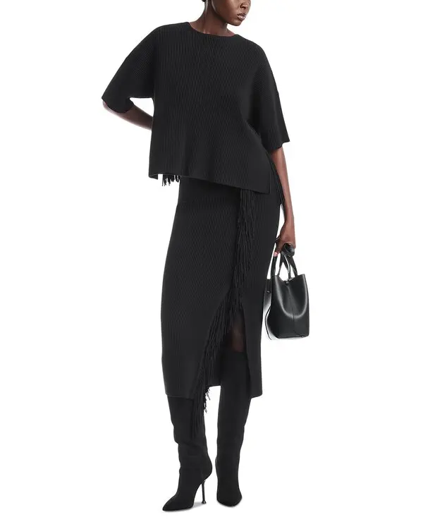 Emporio Armani Ribbed Fringe Trim Cardigan
