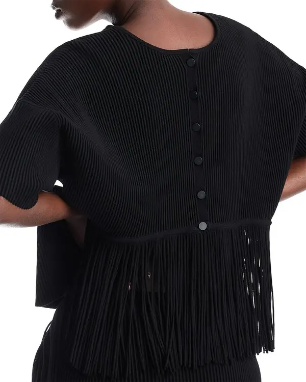 Emporio Armani Ribbed Fringe Trim Cardigan