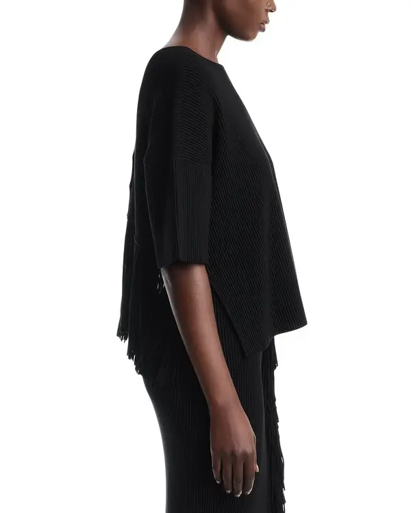 Emporio Armani Ribbed Fringe Trim Cardigan