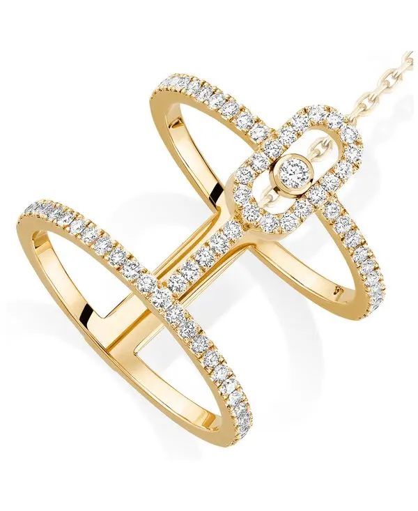 Messika Move Uno Diamond Linked Double Ring In 18k