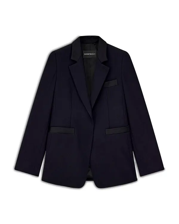 Emporio Armani Two Button Satin Blazer - Black