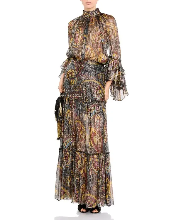Etro Tiered Metallic Maxi Skirt