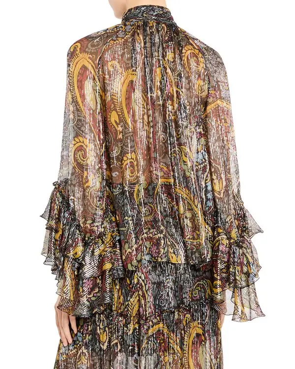 Etro Silk Blend Metallic Paisley Blouse
