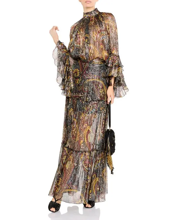 Etro Silk Blend Metallic Paisley Blouse