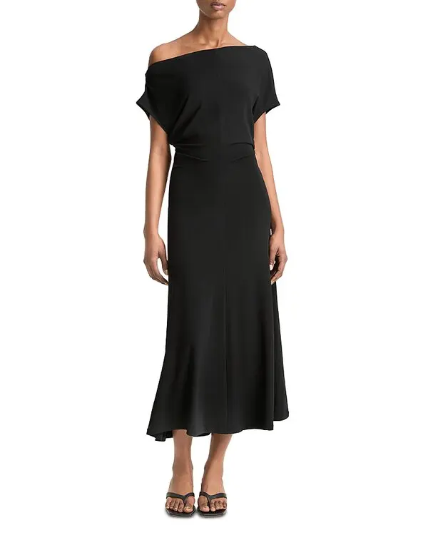 Vince Matte Jersey Off-the-shoulder Midi Dress - Black