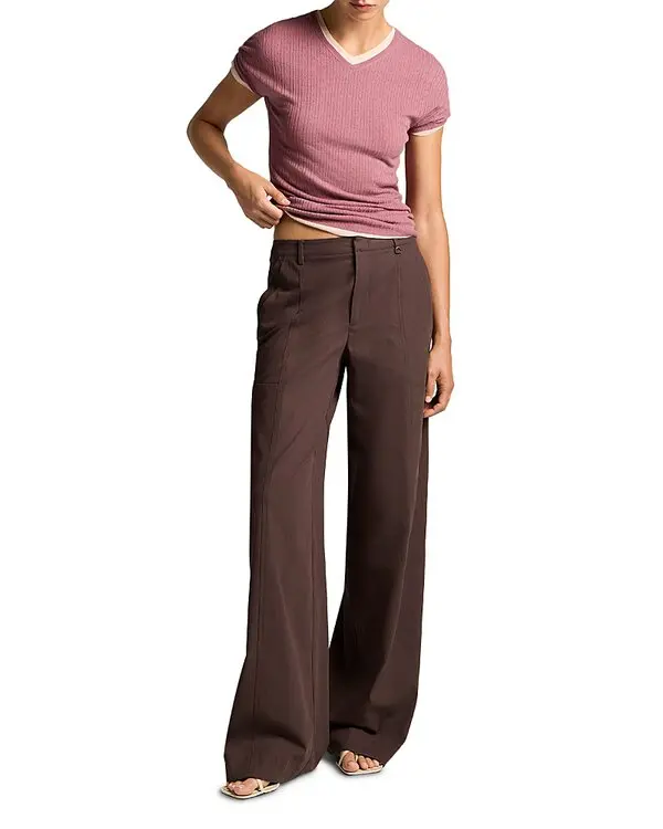 Vince Wool Pointelle V-neck Tee - Dusty Peony