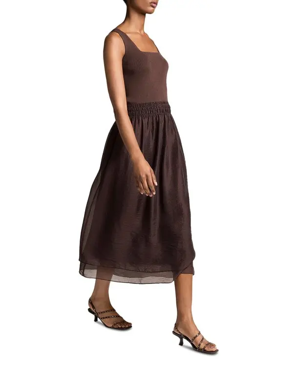 Vince Square Neck Mixed Media Dress