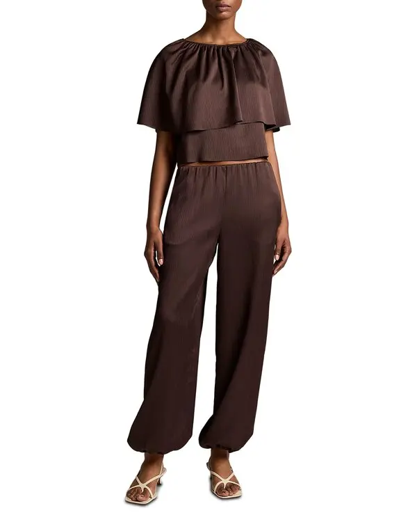 Vince Mid Rise Plisse Drawcord Hem Pants