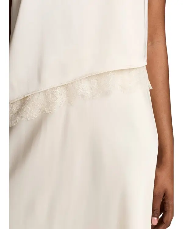 Vince Asymmetrical Lace Trimmed Satin Shell - Creme
