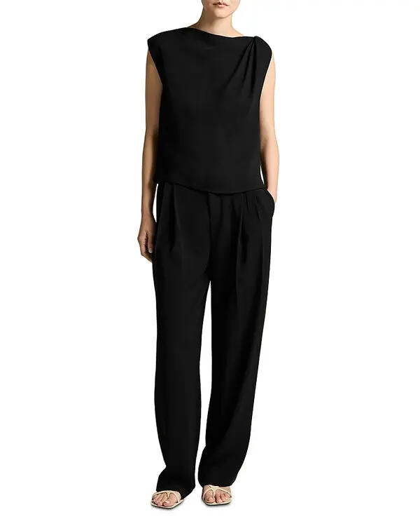 Vince Draped Shoulder Sleeveless Top - Black