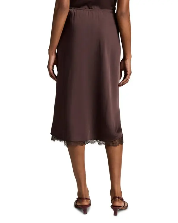 Vince Lace Trim Satin Slip Skirt - Iron