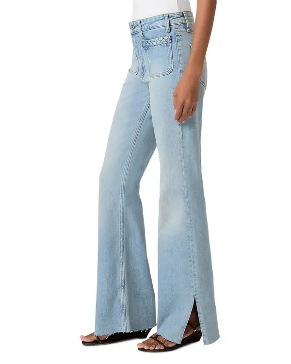 Paige Sofia Braided Patch Pocket Mid Rise Flare Leg Jeans