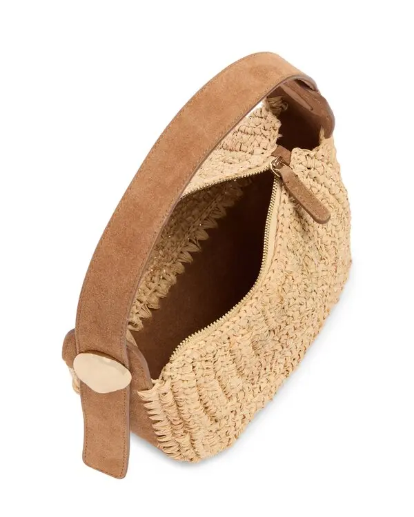 Madewell Woven Raffia Sculpted Metal Wristlet Bag