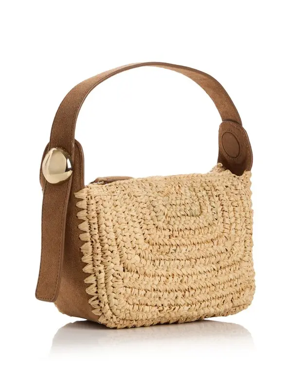 Madewell Woven Raffia Sculpted Metal Wristlet Bag