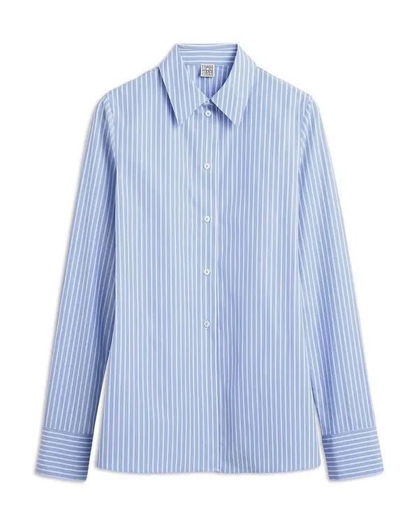 TOTEME Striped Poplin Shirt - Blue/white