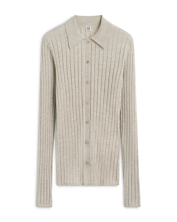 TOTEME Slim Rib Knit Top - Oat Melange