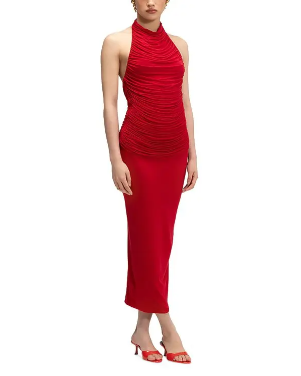 MAYGEL CORONEL Aelia Ruched Halter Maxi Dress