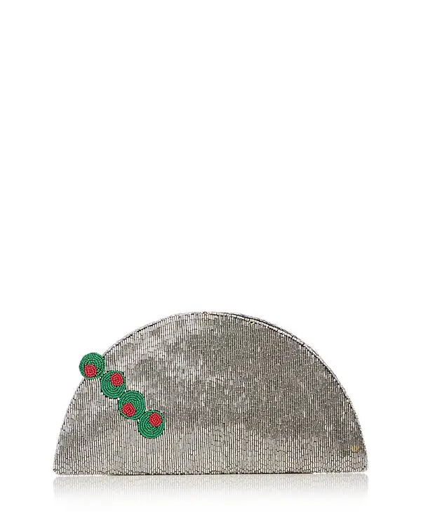 SIMONMILLER Beaded Lune Clutch - Silver