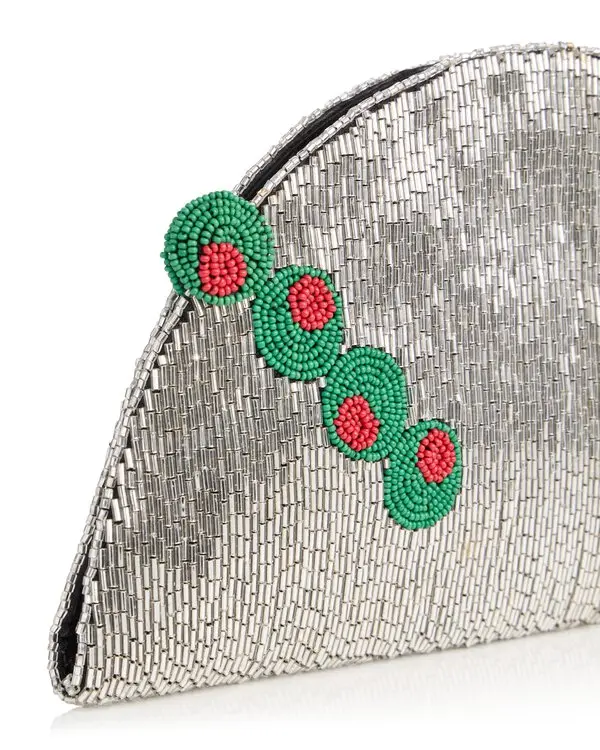 SIMONMILLER Beaded Lune Clutch - Silver