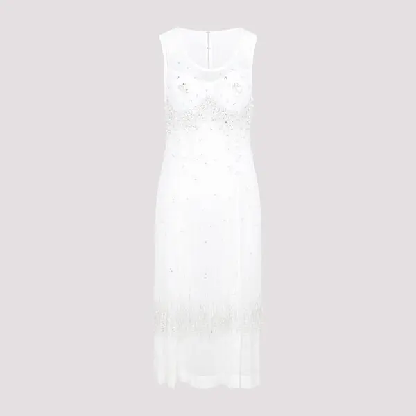 Bottega Veneta Mini Silk And Crystal Embellished Dress - White