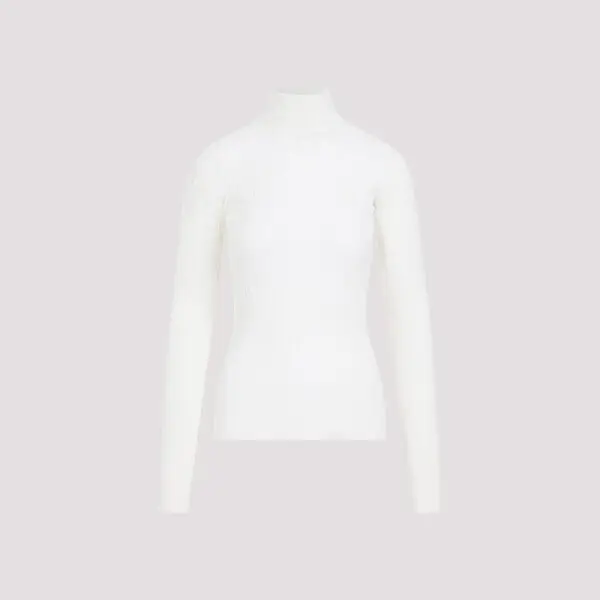 Bottega Veneta Ribbed Turtleneck Top - White
