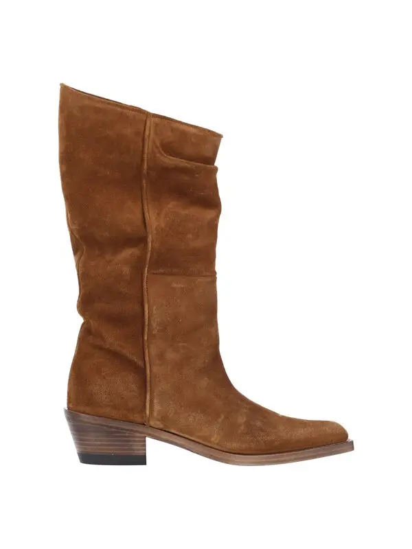 Khaite Suede Slouchy Mid-calf Western Boots