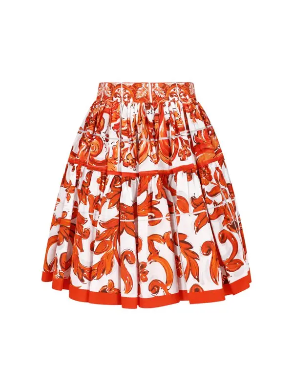 Dolce & Gabbana Printed Pleated Midi Skirt