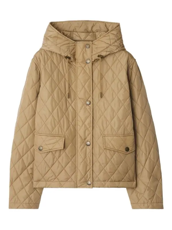 Burberry Quilted Jacket With Adjustable Hood - Beige