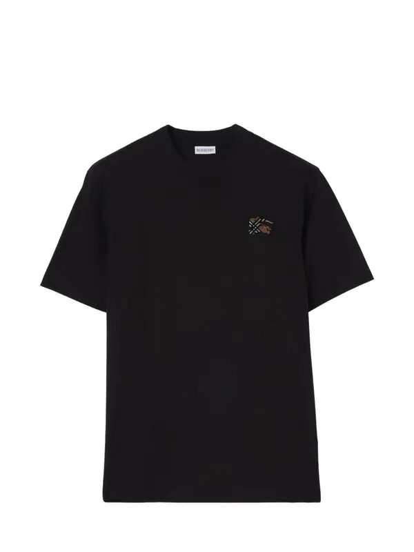Burberry Check Logo Cotton T-shirt - Black