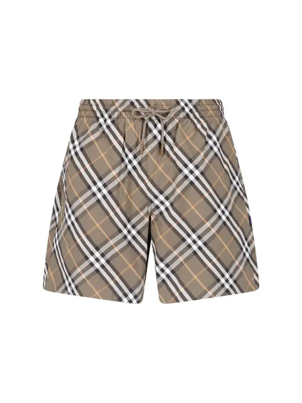 Burberry Checked Drawstring Shorts - Brown